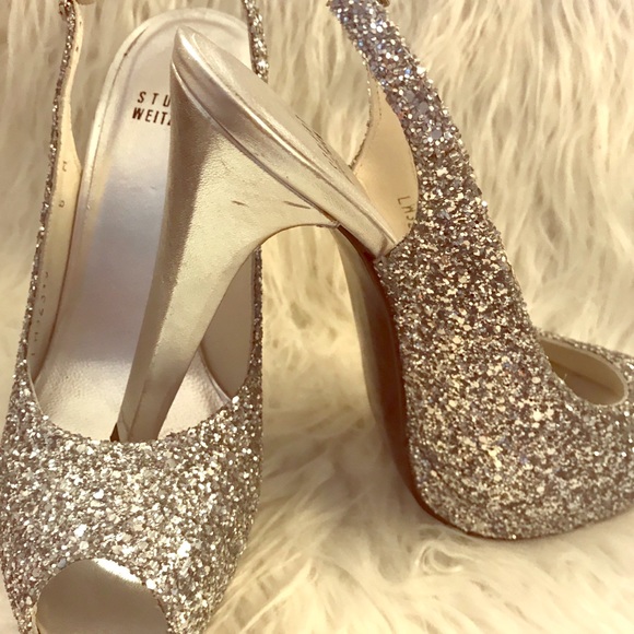 Stuart Weitzman | Shoes | Stuart Weitzman Silver Platform Heels Size 6 ...